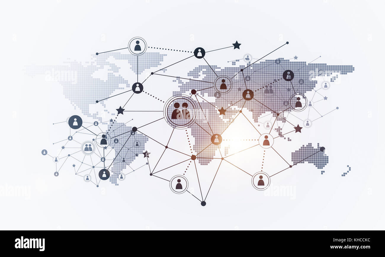 Lines and dots as networking idea drawn on white background Stock Photo ...