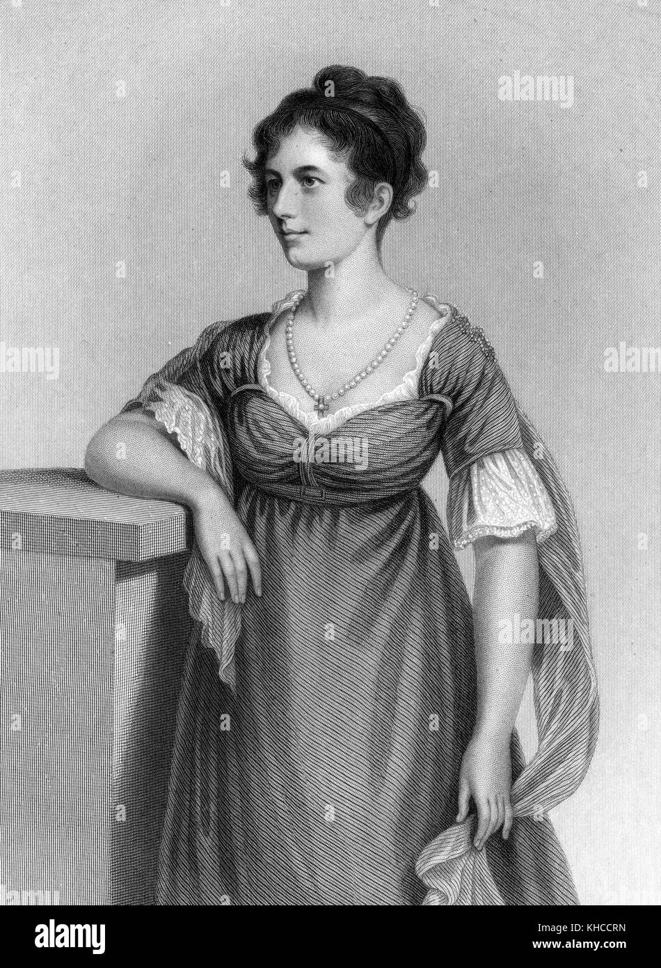 An engraving from a three quarter length portrait of Sally Foster Otis ...