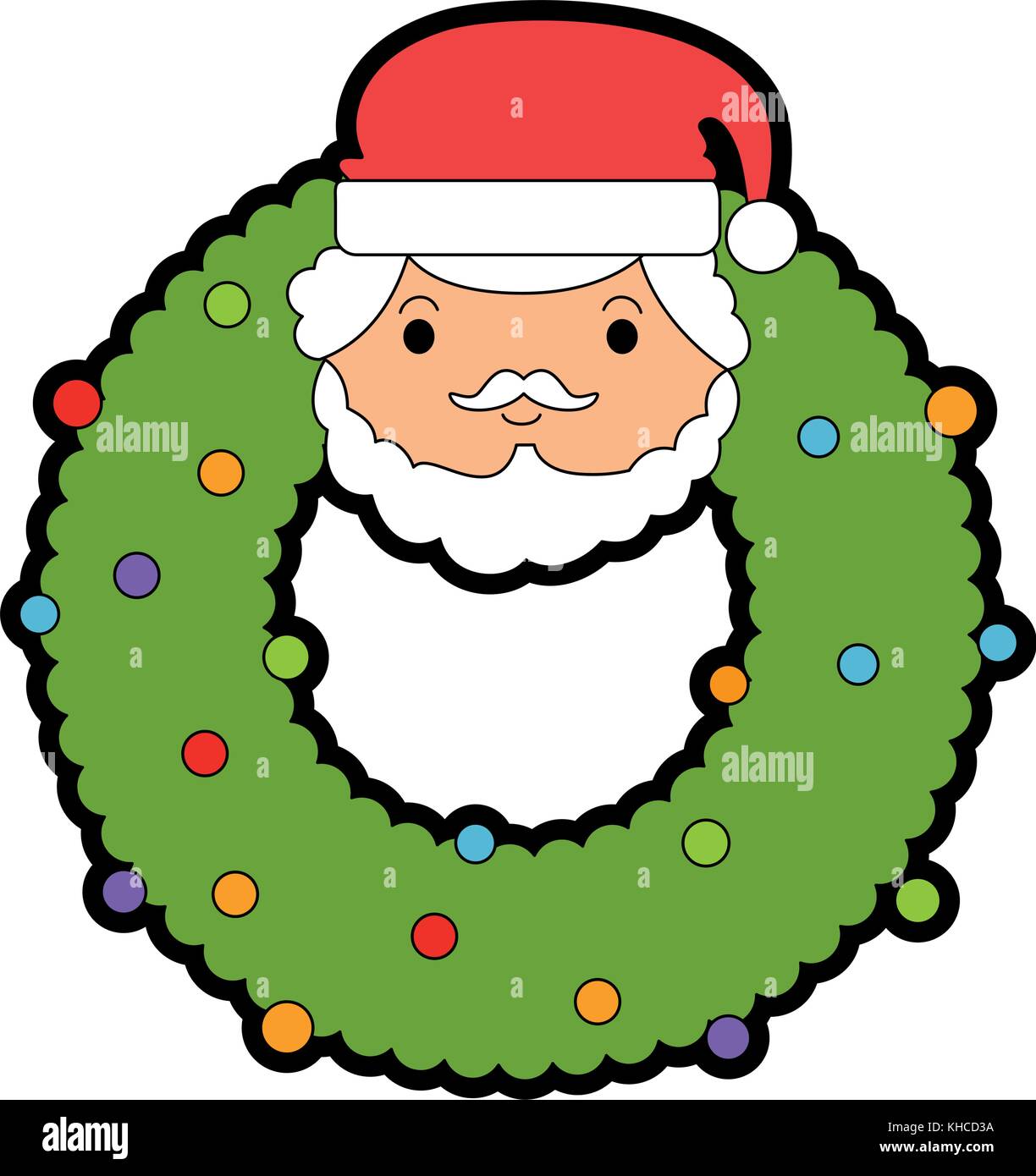 christmas crown with head santa decorative vector illustration design ...