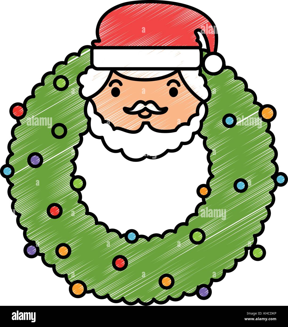 christmas crown with head santa decorative vector illustration design ...