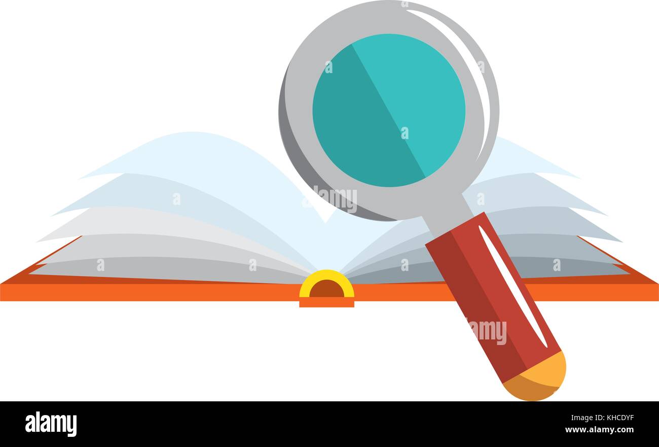 text book with magnifying glass vector illustration design Stock Vector ...