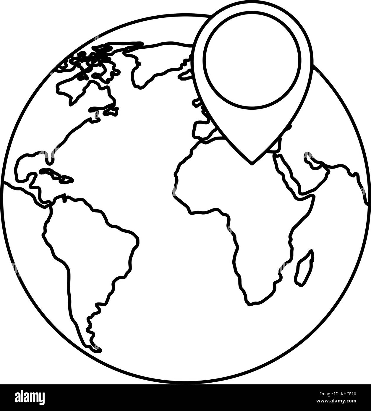 world planet earth with pin pointer vector illustration design Stock ...