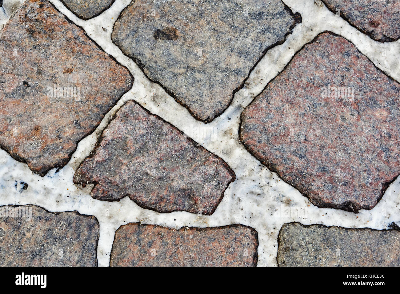 Melting snow and ankle pavement on the street in Poznan Stock Photo - Alamy