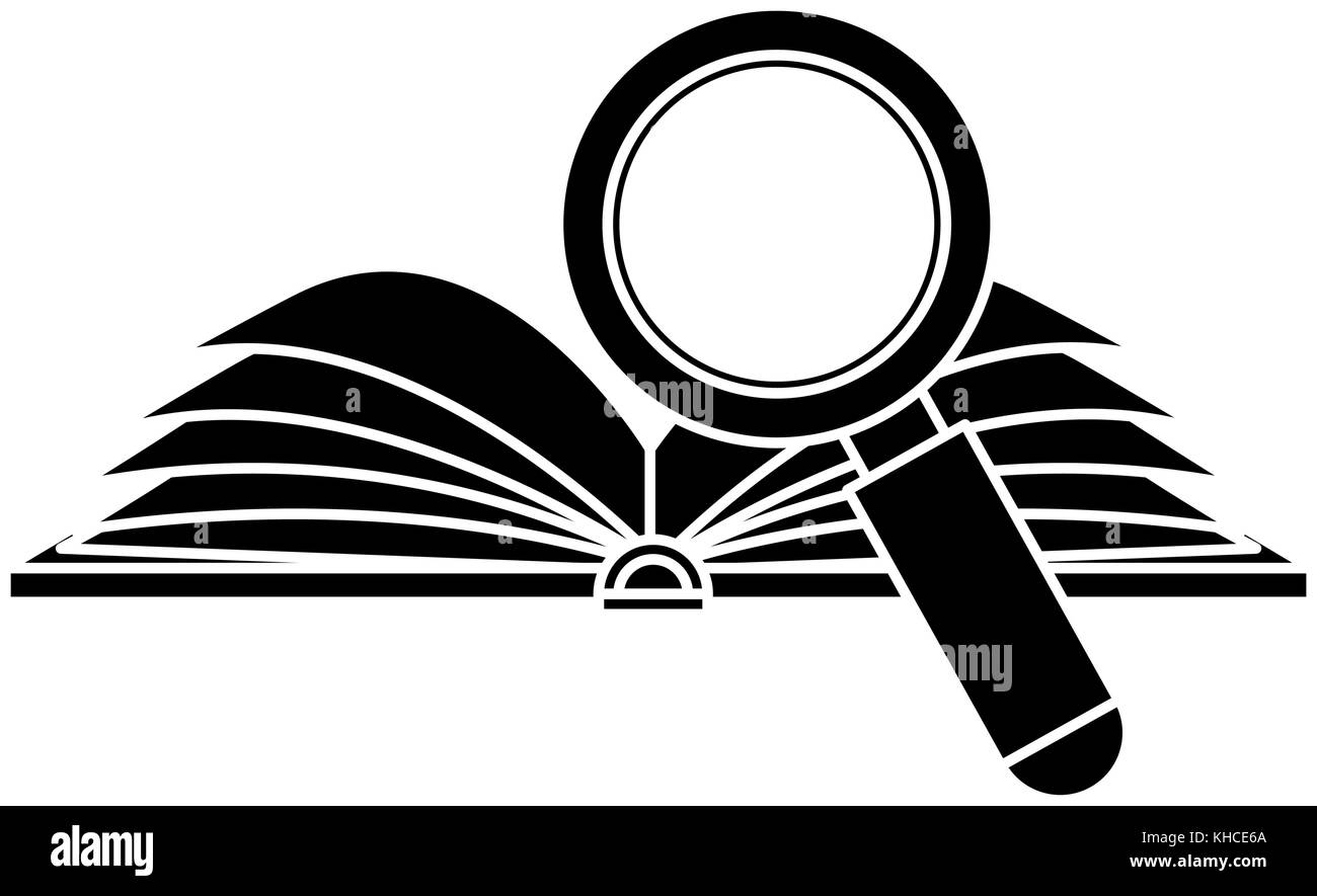 text book with magnifying glass vector illustration design Stock Vector ...