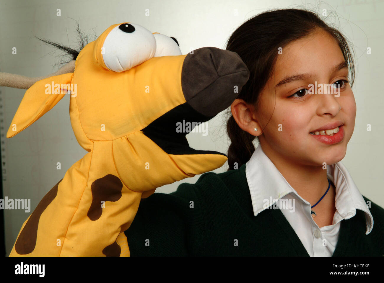 Teacher David Millington uses puppets, Gerald the Giraffe and Vinny the ...