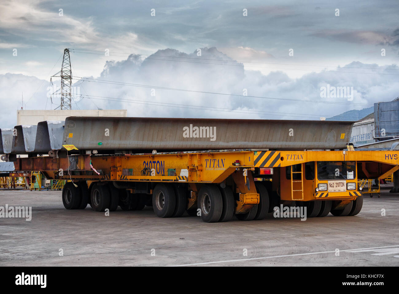 Shipyard transporter trailer currying a ship block. Camranh Shipyard ...