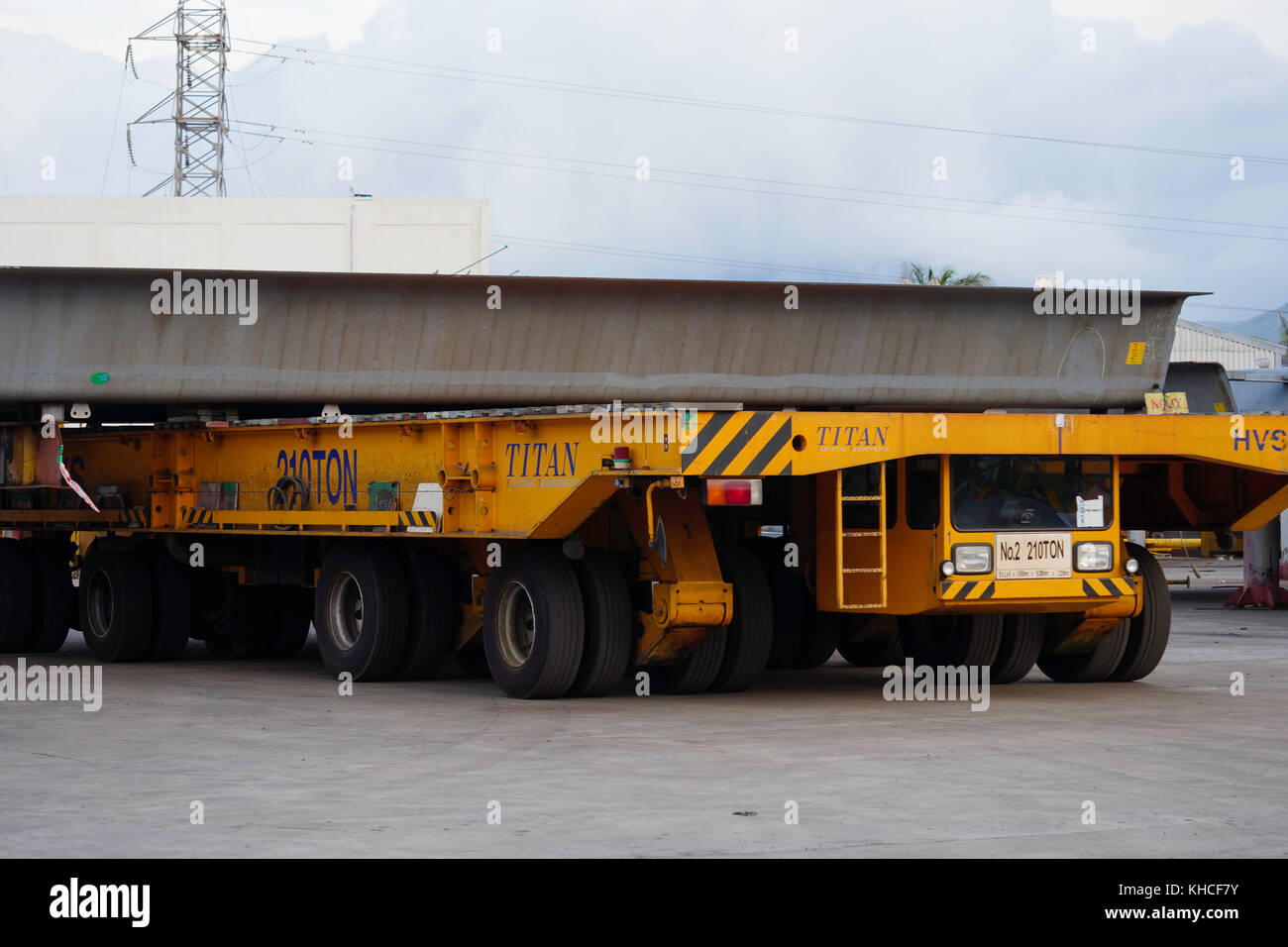 Shipyard transporter trailer currying a ship block. Camranh Shipyard ...