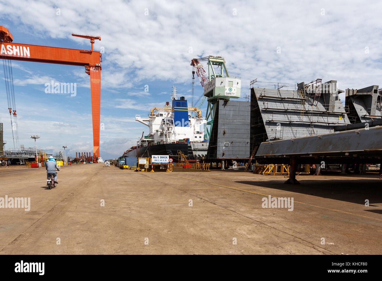 Ship blocks in dockyard. Camranh Shipyard. Vietnam Stock Photo - Alamy