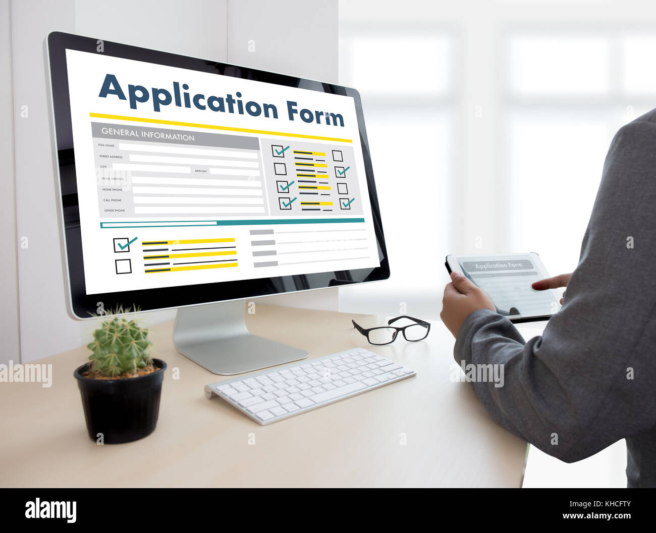 business man working on laptop computer use Online Web Job Application ...