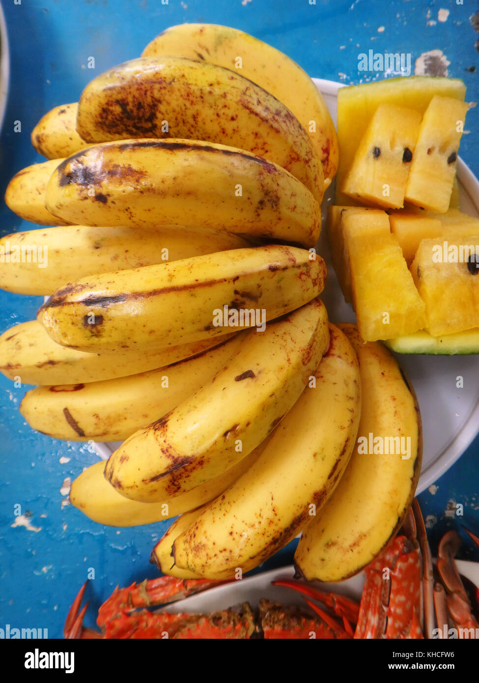 Banana and Fruits on Makeshift Dining Table Stock Photo - Alamy