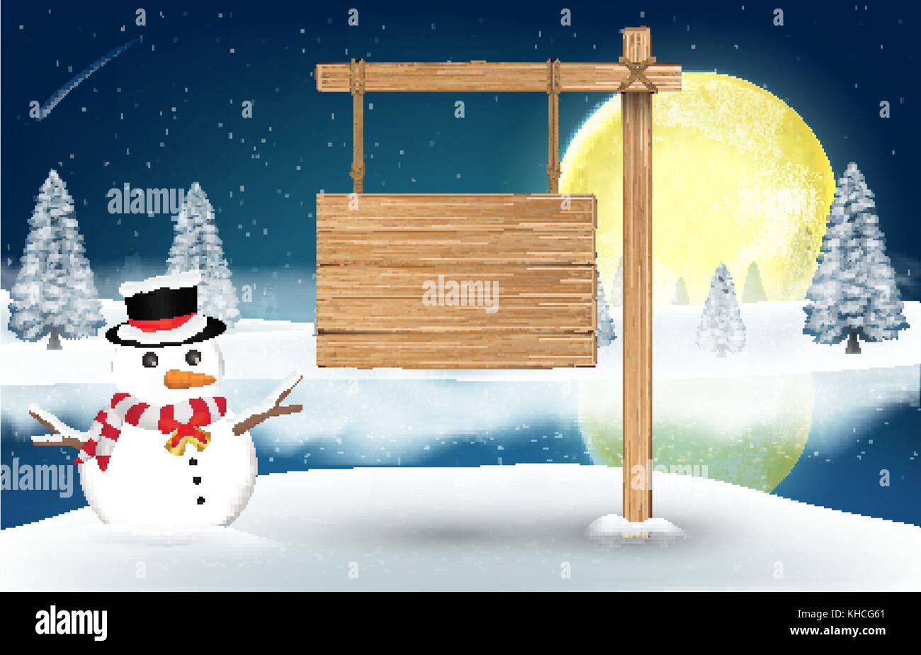 Snowman wooden sign Stock Vector Images - Alamy