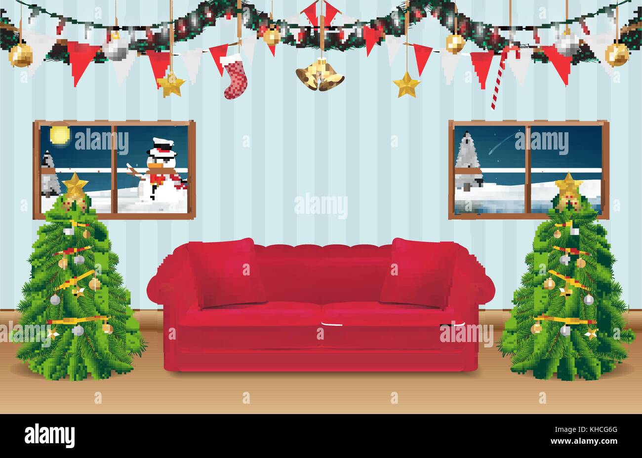 night christmas party room decorated background Stock Vector Image ...