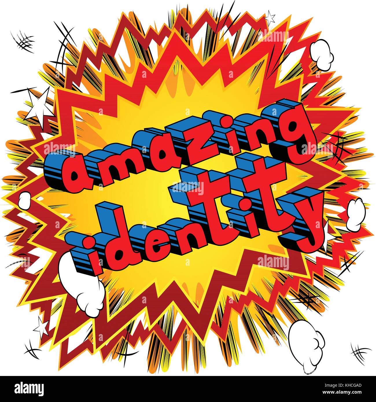 Amazing Identity - Comic book style word on abstract background Stock ...