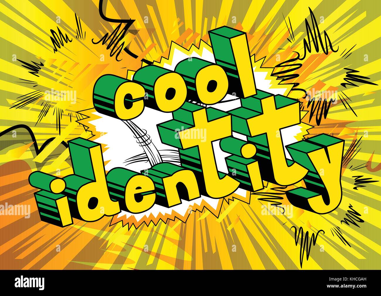 Cool Identity - Comic book style word on abstract background Stock ...