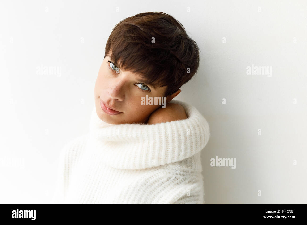 Beautiful model in sweater Stock Photo - Alamy