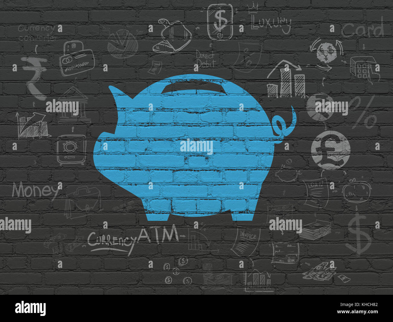 Money concept: Money Box on wall background Stock Photo - Alamy