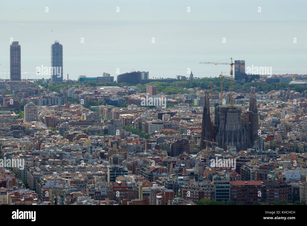 BARCELONA, SPAIN - AUG 30th, 2017: wide angle of barcelona shot from ...