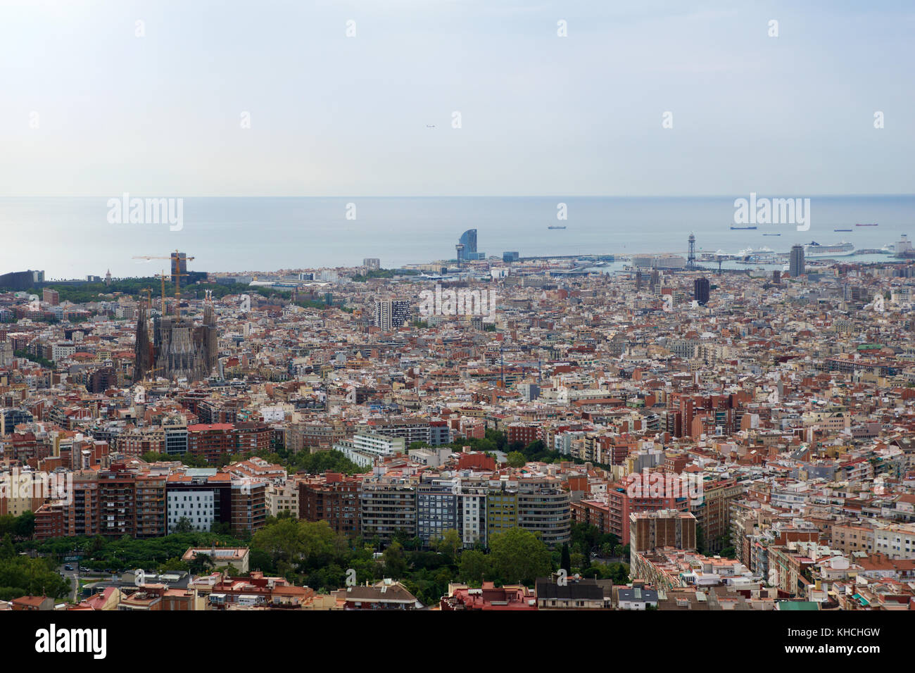 BARCELONA, SPAIN - AUG 30th, 2017: wide angle of barcelona shot from ...