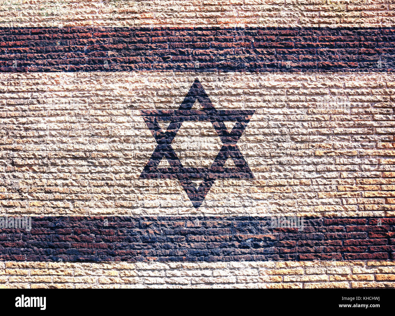 Israel national flag painted on a brick wall. 3d illustration Stock ...