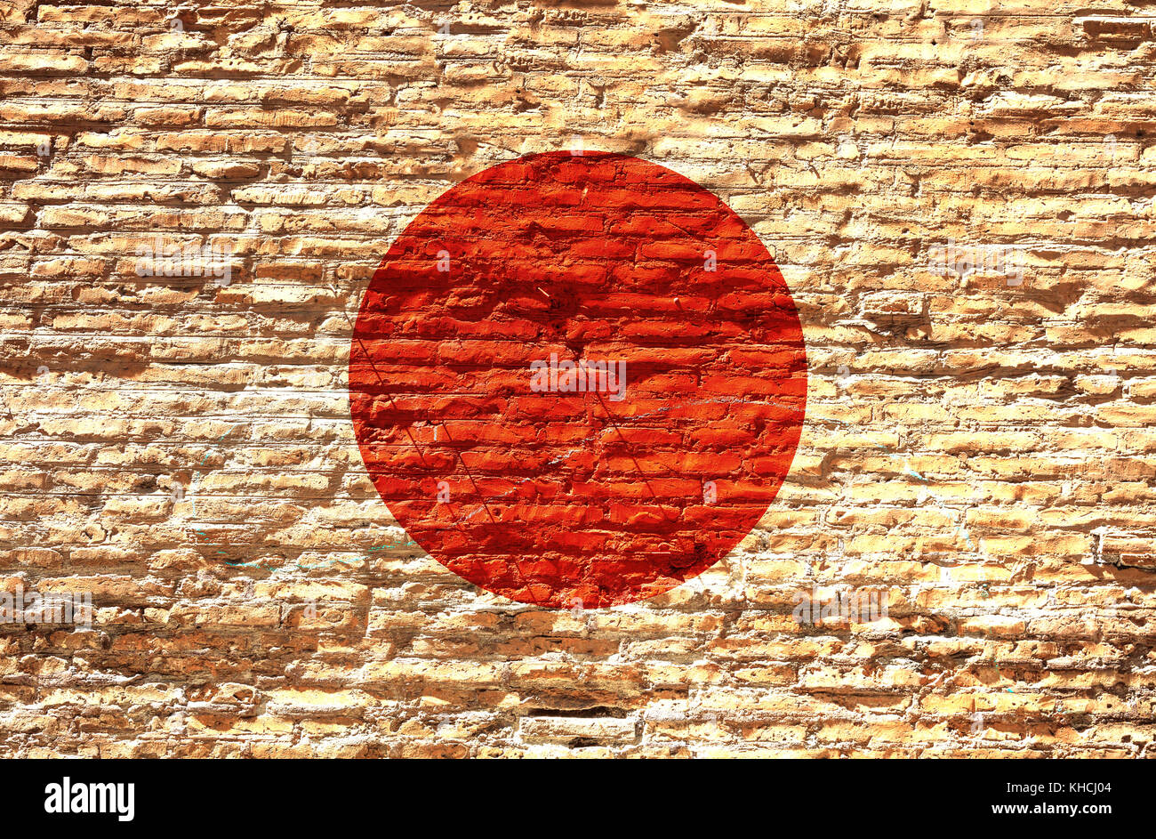 Japan national flag painted on a brick wall. 3d illustration Stock ...