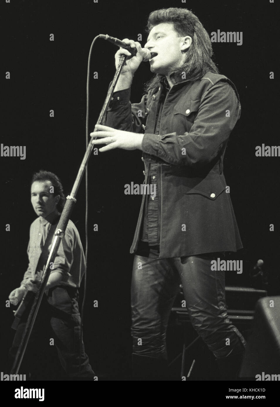 U2 (Bono and Edge) performing at the Worcester Centrum in MA in 1984 ...