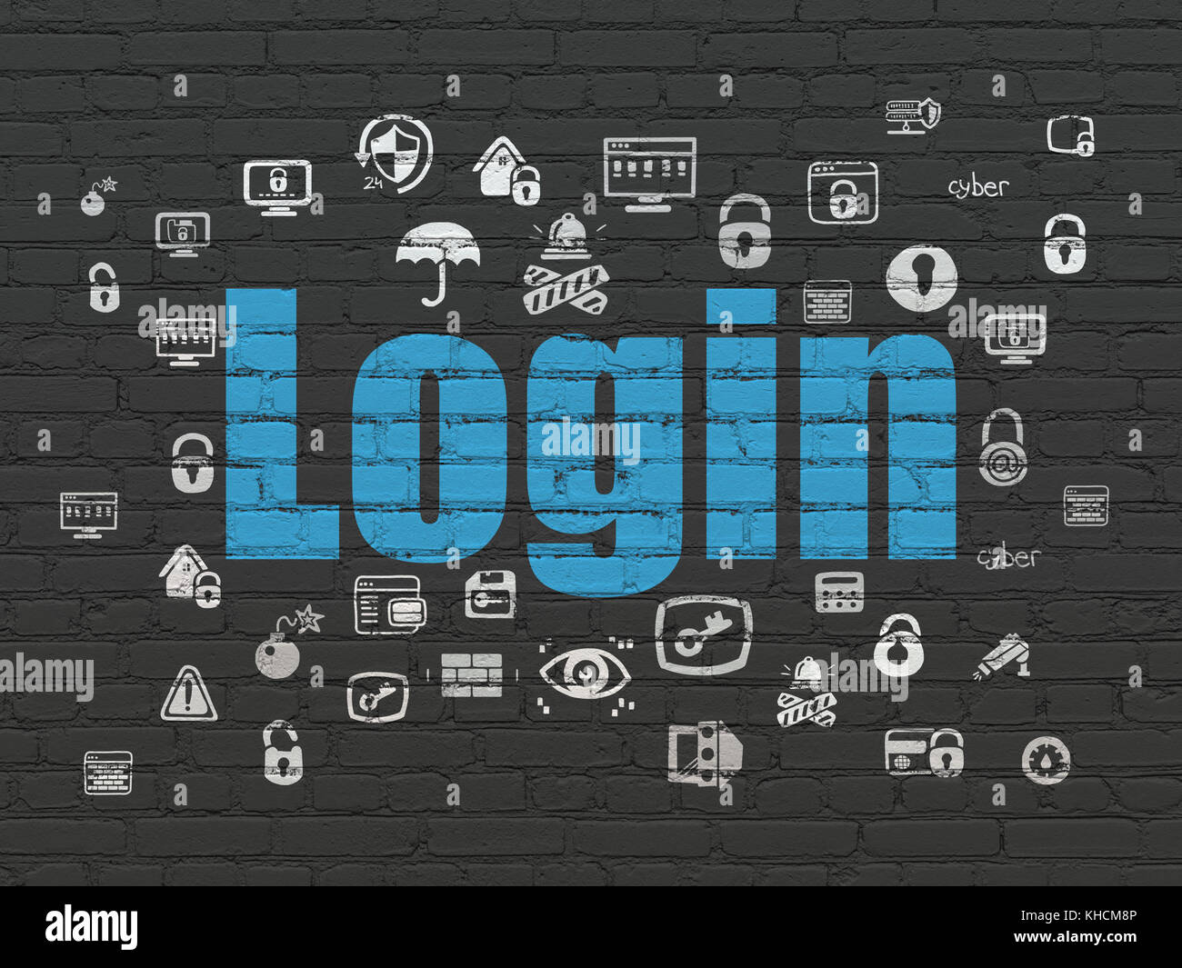 Protection concept: Login on wall background Stock Photo - Alamy