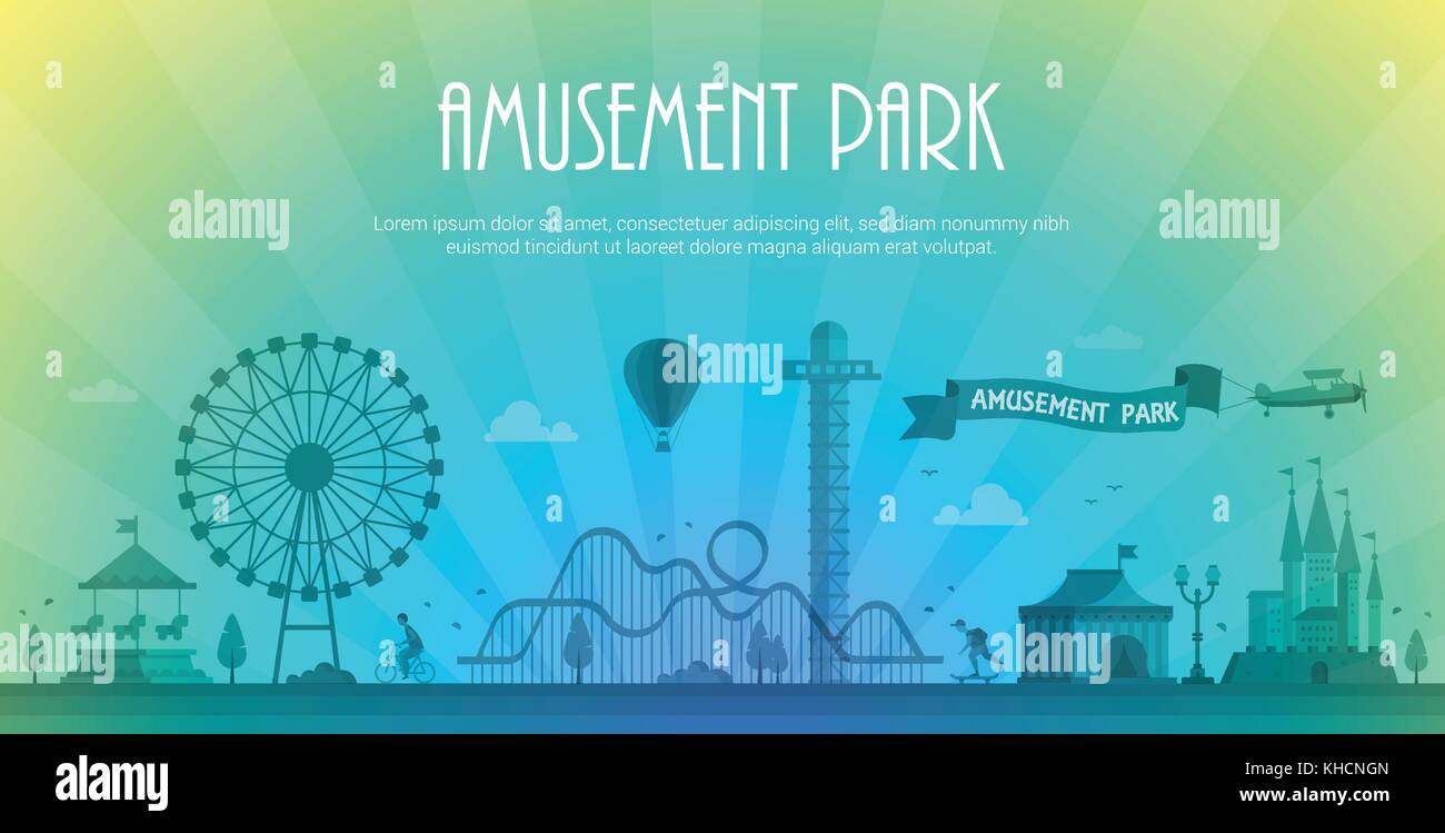 Amusement park - modern vector illustration with place for text Stock ...