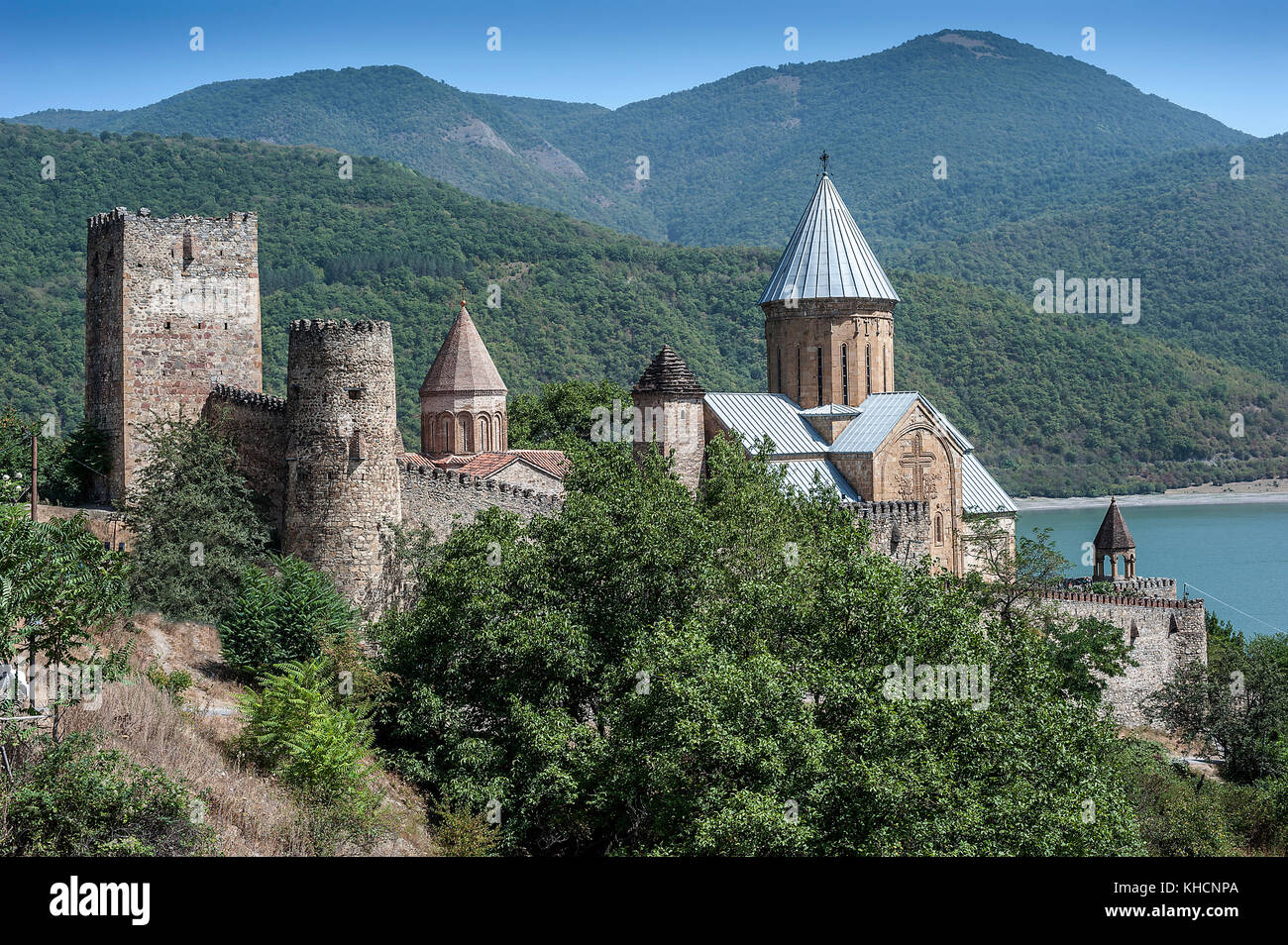 Georgia. Ananuri fortress is located on the Military Georgian road near ...
