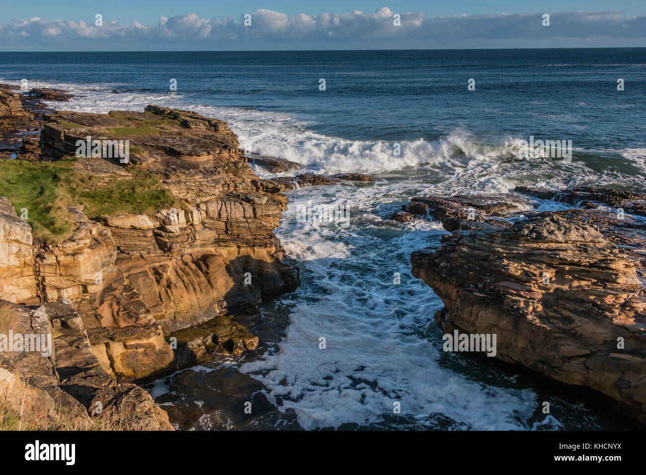 A rocky cove on the Northumberland coast known as Rumbling Kern, near ...
