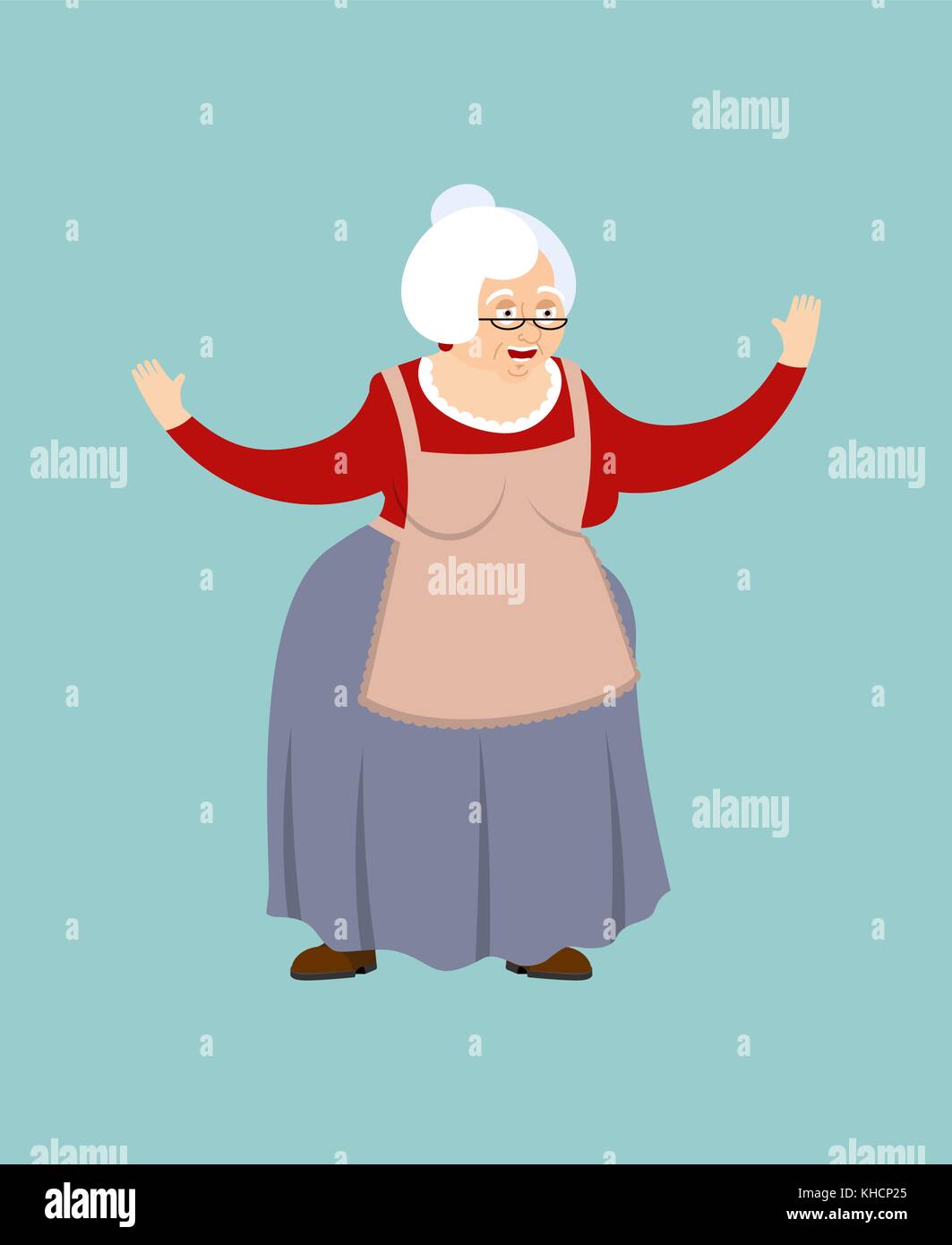 Grandmother happy. Grandma merry emoji. Old lady Vector illustration ...