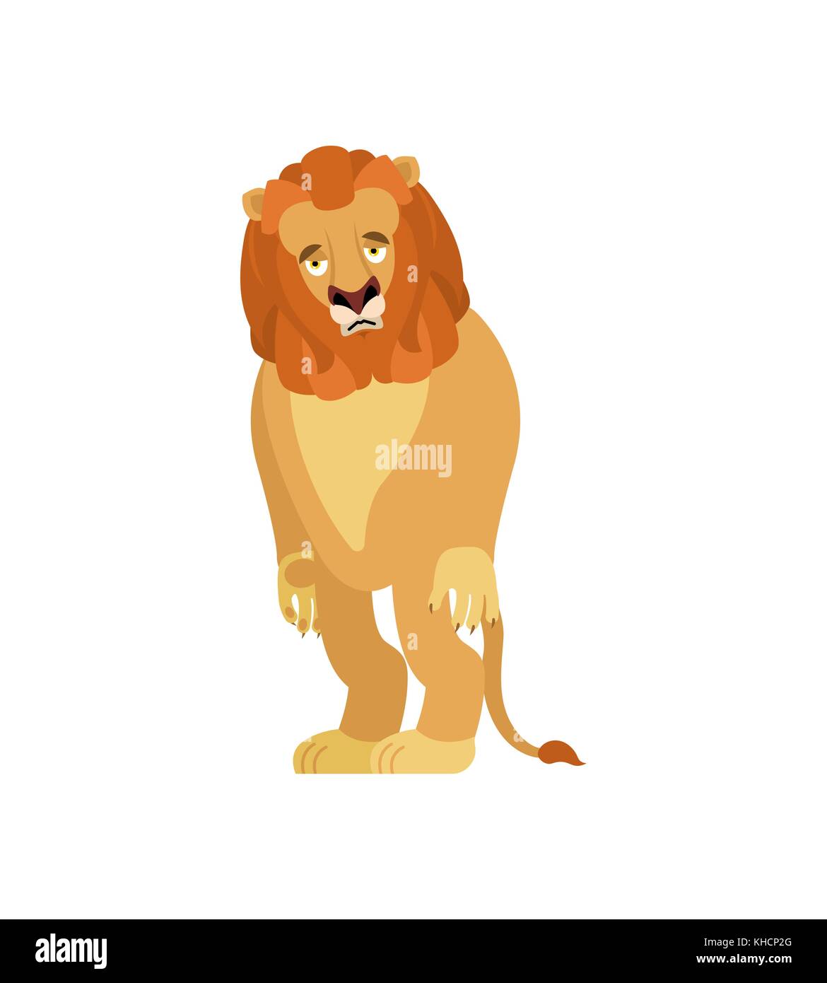 Lion sad. Wild animal sorrowful. Beast dull. Vector illustration Stock ...