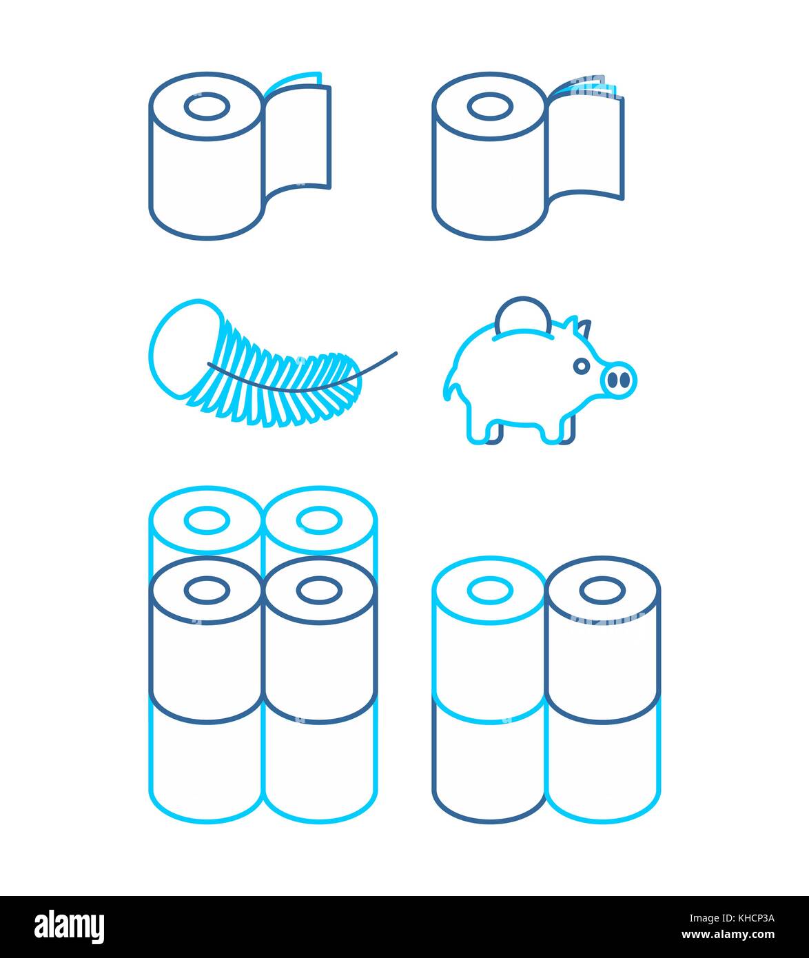 Toilet paper rol set icon. Economical, two-layered and soft. collection ...