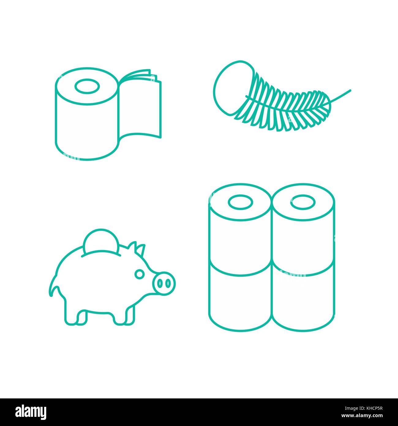 Toilet paper rol set icon. Economical, two-layered and soft. collection ...