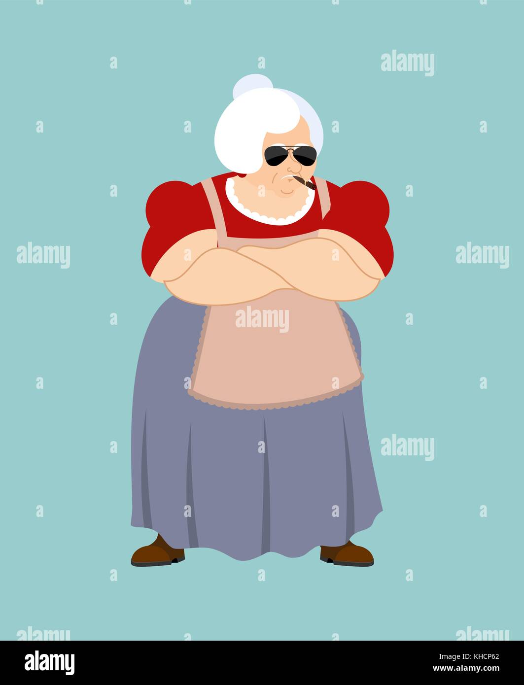 Grandmother Strong Cool serious. grandma smoking cigar emoji. Old lady ...