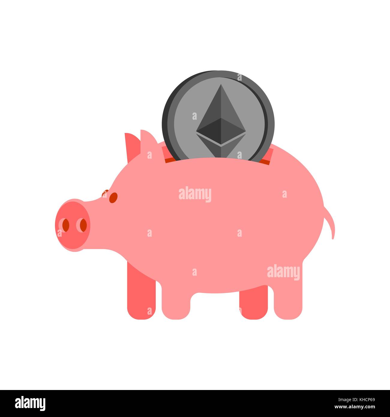 Pig piggy bank and etherium. Financial illustration. Accumulation of ...