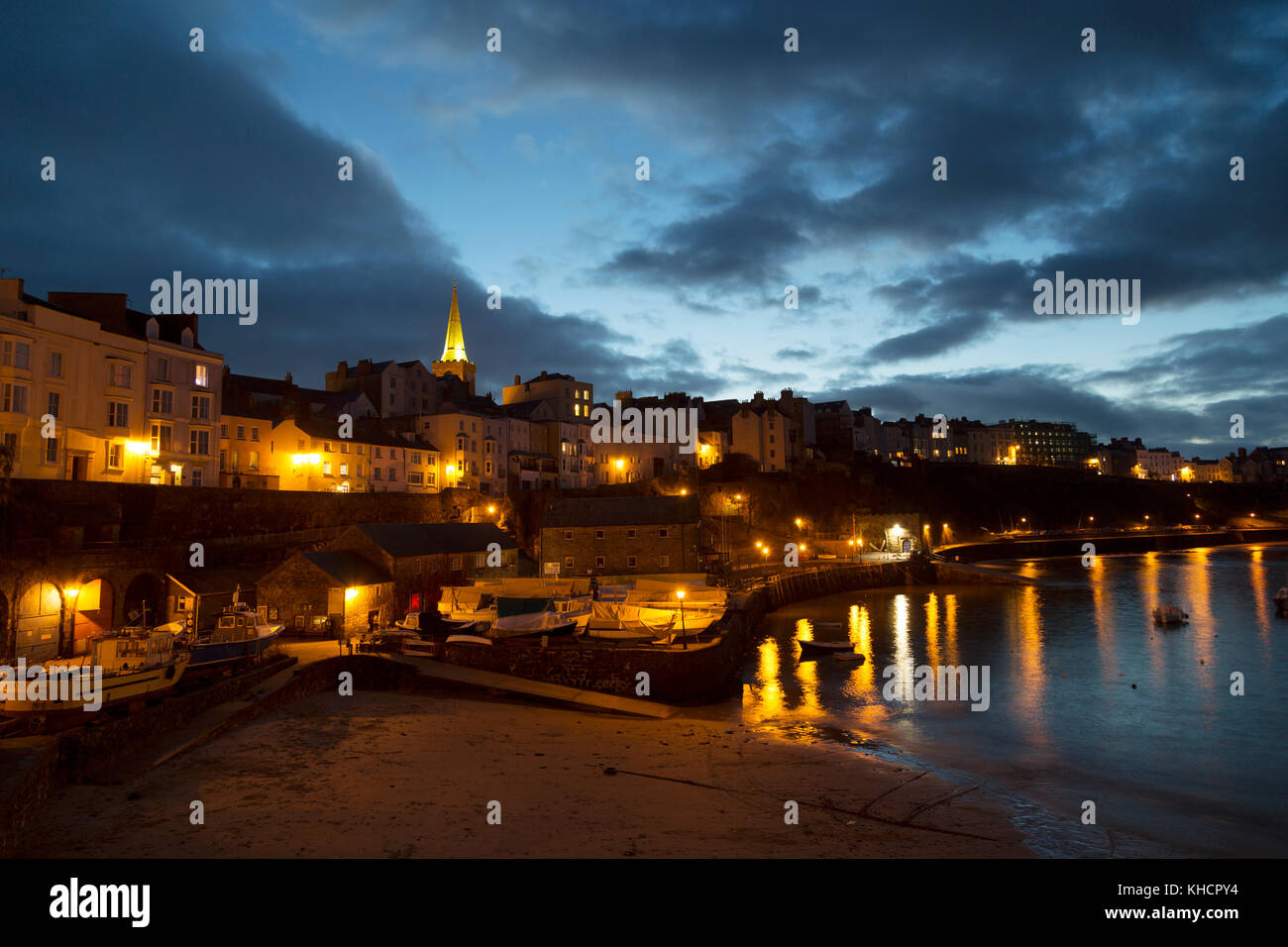 UK, Wales, Tenby, Tenby at night Stock Photo - Alamy