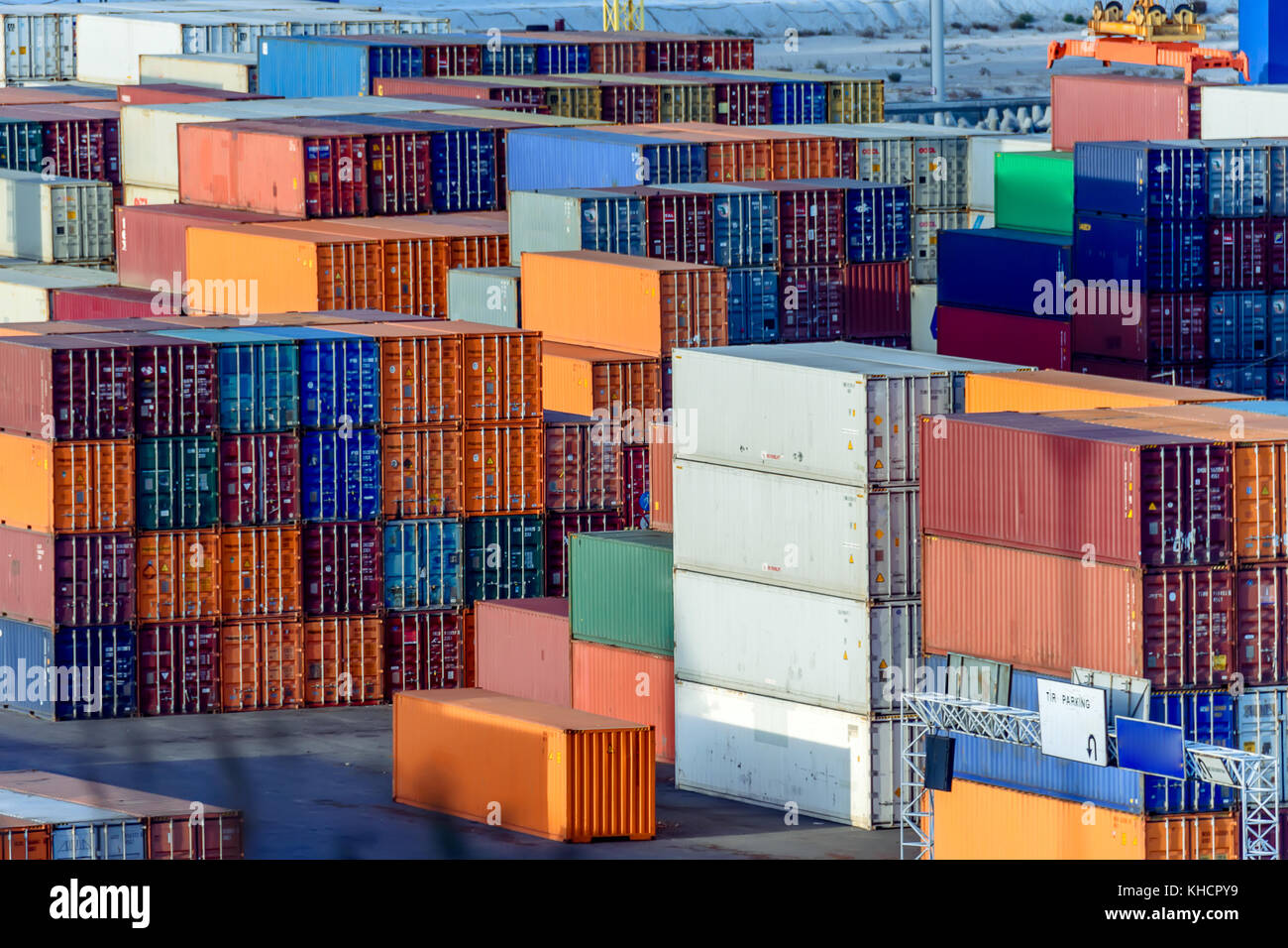 sea containers - transportation by vessels and storage in port Stock ...