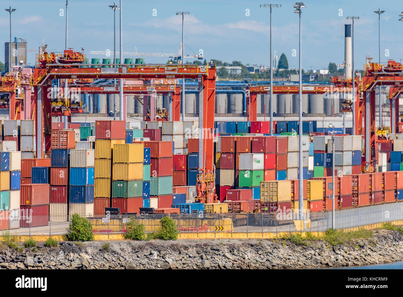 sea containers - transportation by vessels and storage in port Stock ...