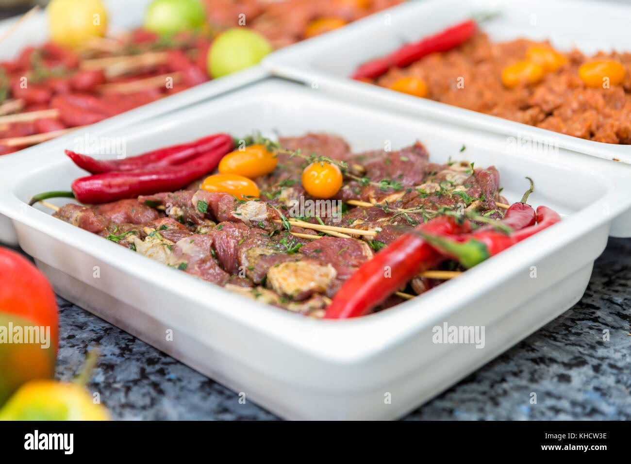 Halal beef meat ready for barbecue in a five stars hotel in morocco ...