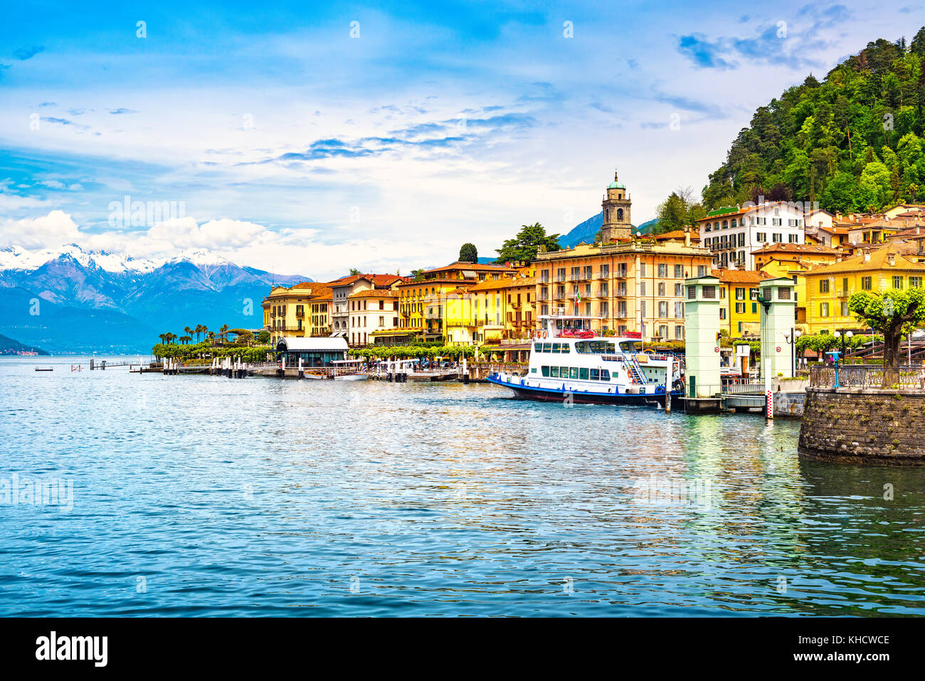 Bellagio town in Como lake district. Italian traditional lake village ...