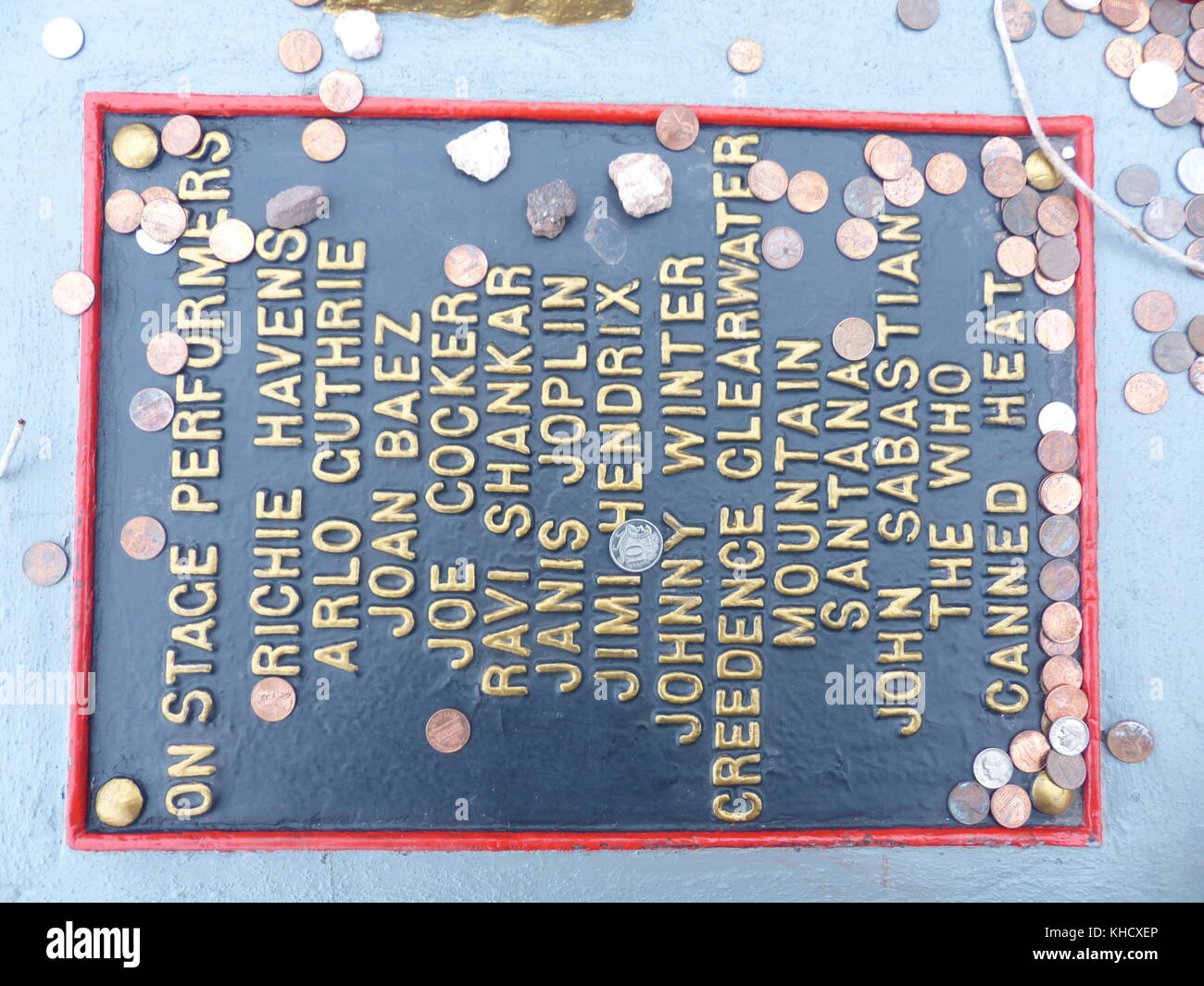 Woodstock 69 Memorial plaque Stock Photo: 165626686 - Alamy