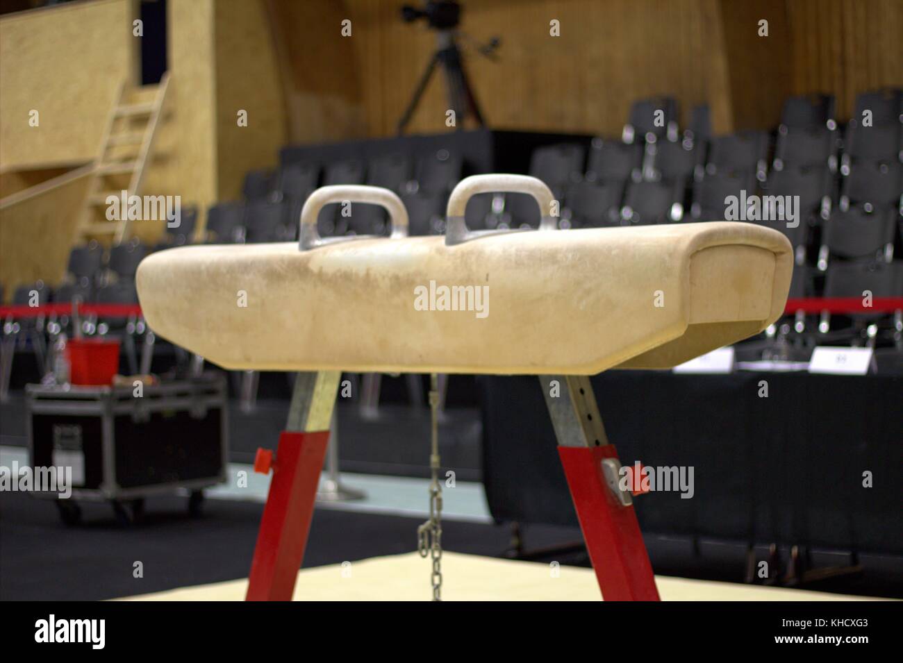 Gymnastic equipment at a gymnastic competition in the Faroe Islands ...