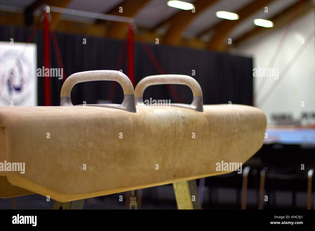 Gymnastic equipment at a gymnastic competition in the Faroe Islands ...