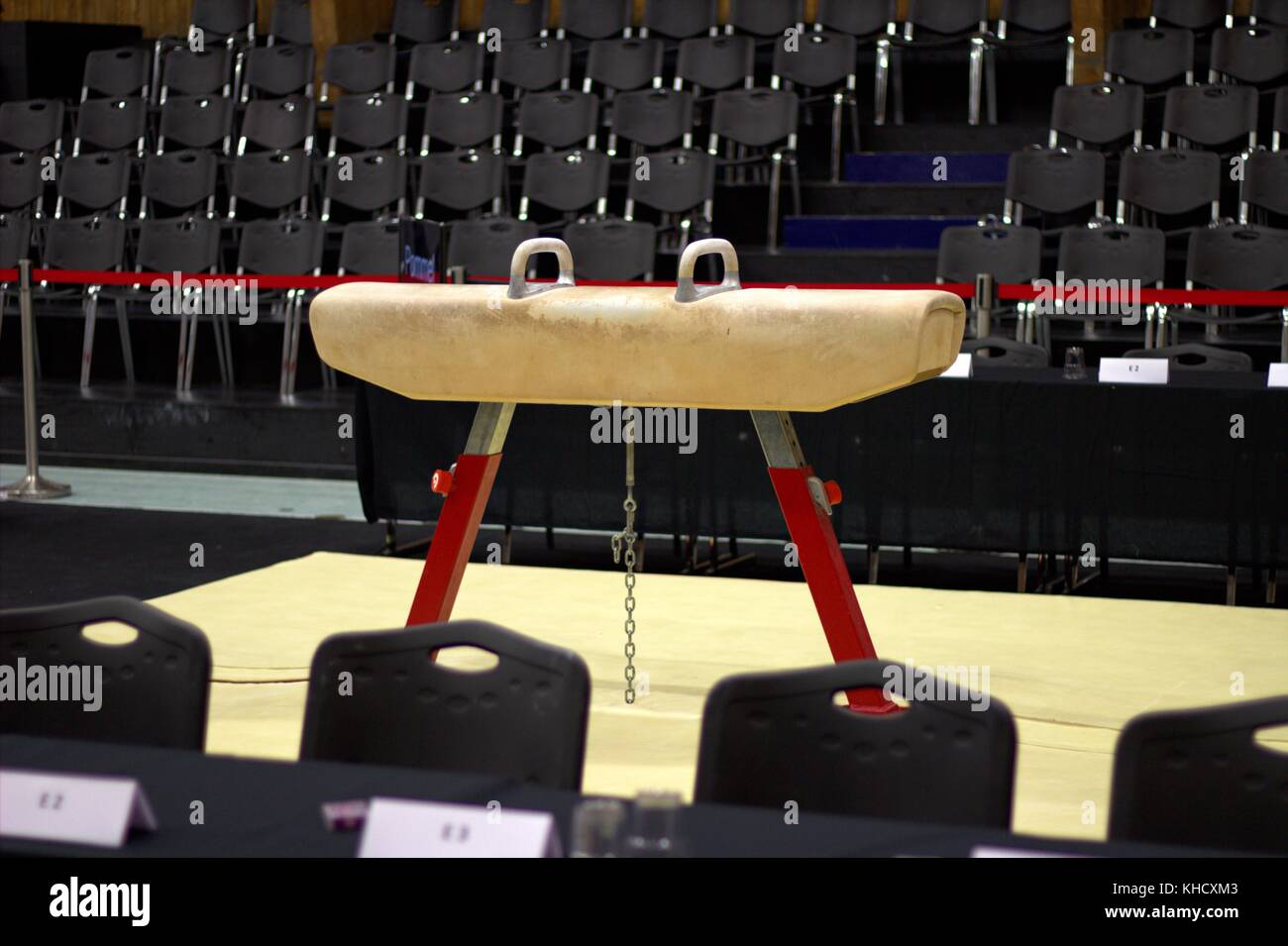 Gymnastic equipment at a gymnastic competition in the Faroe Islands ...