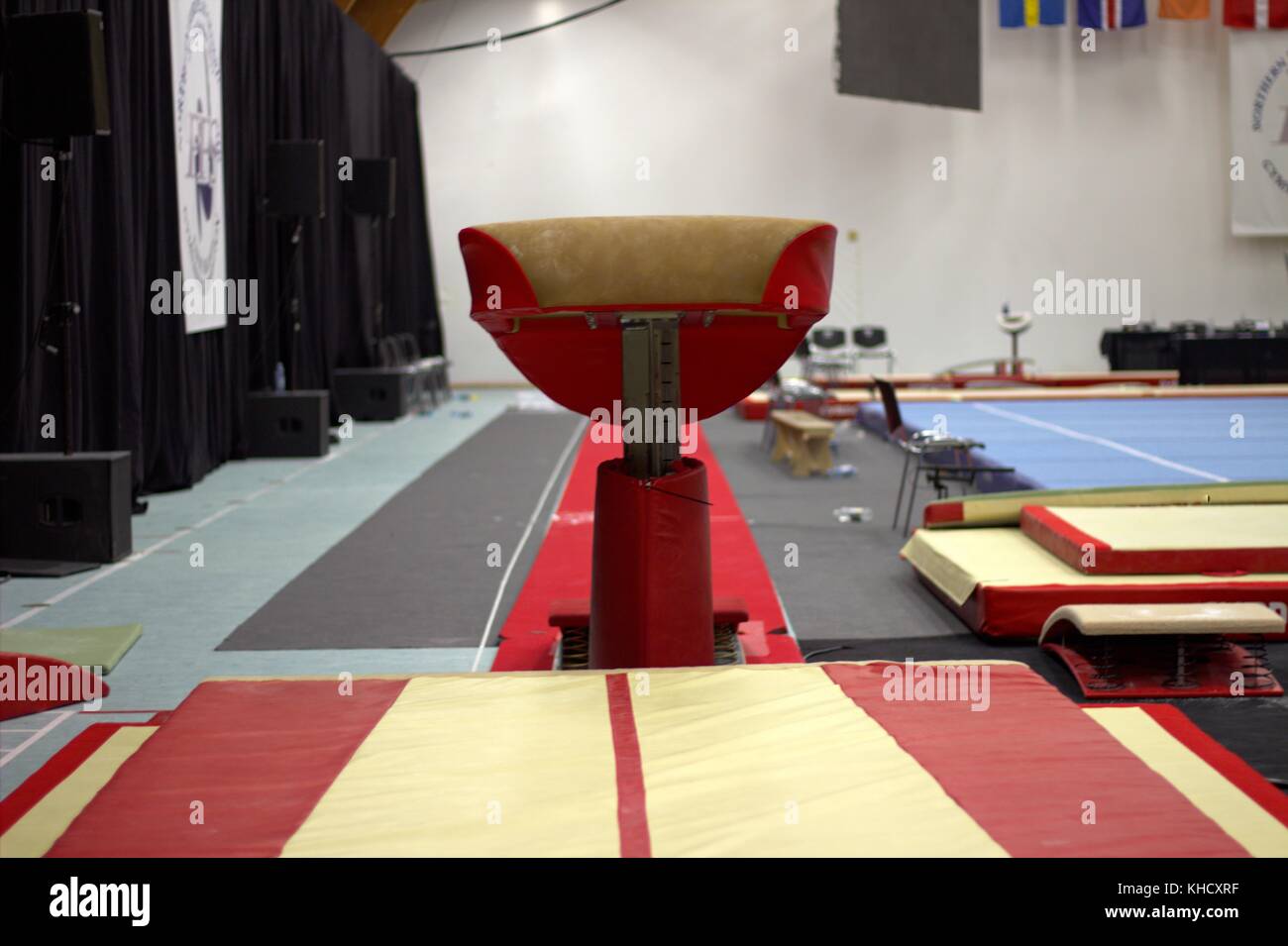 Gymnastic equipment at a gymnastic competition in the Faroe Islands ...