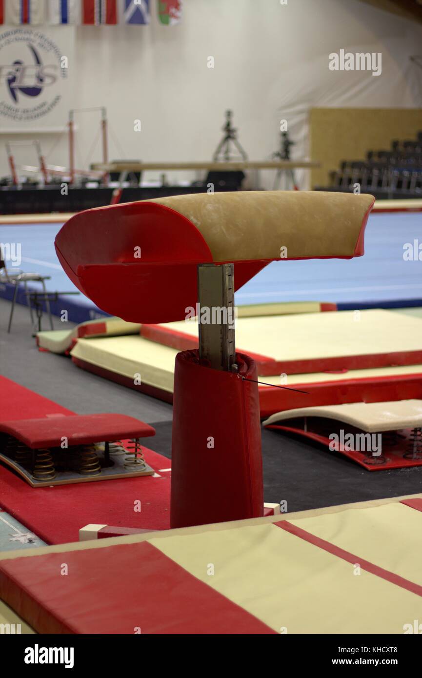 Gymnastic equipment at a gymnastic competition in the Faroe Islands ...