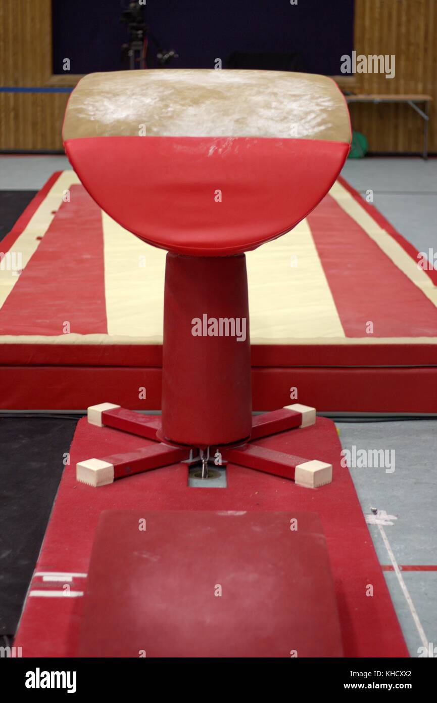 Gymnastic equipment at a gymnastic competition in the Faroe Islands ...