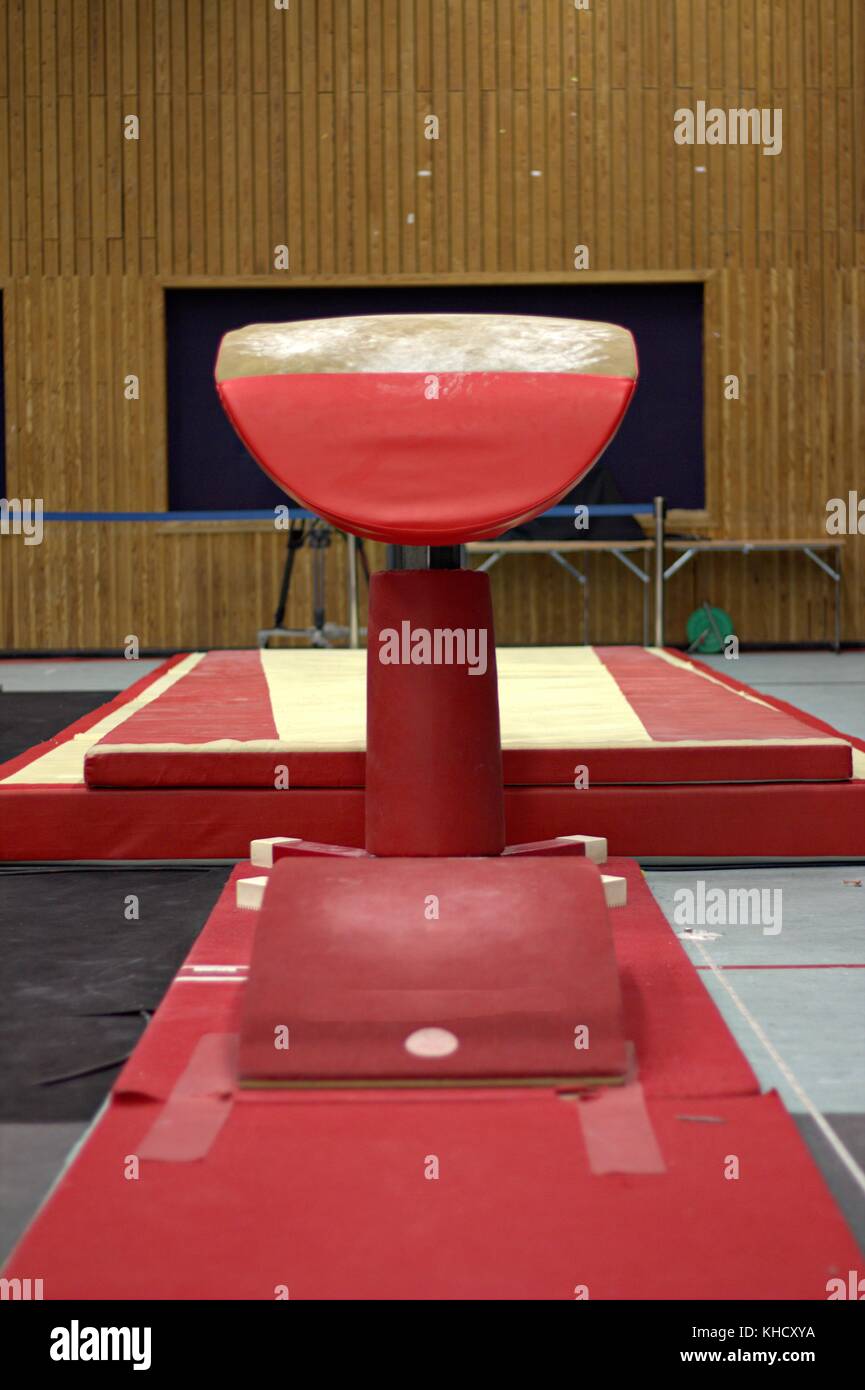 Gymnastic equipment at a gymnastic competition in the Faroe Islands ...