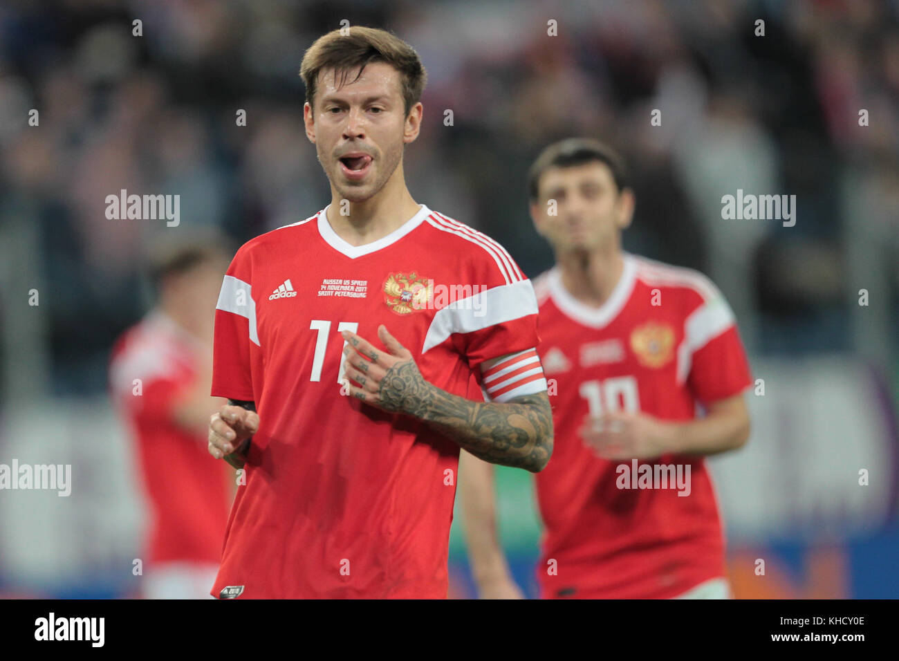 Saint Petersburg, Russia. 14th Nov, 2017. forward Fyodor Smolov of ...