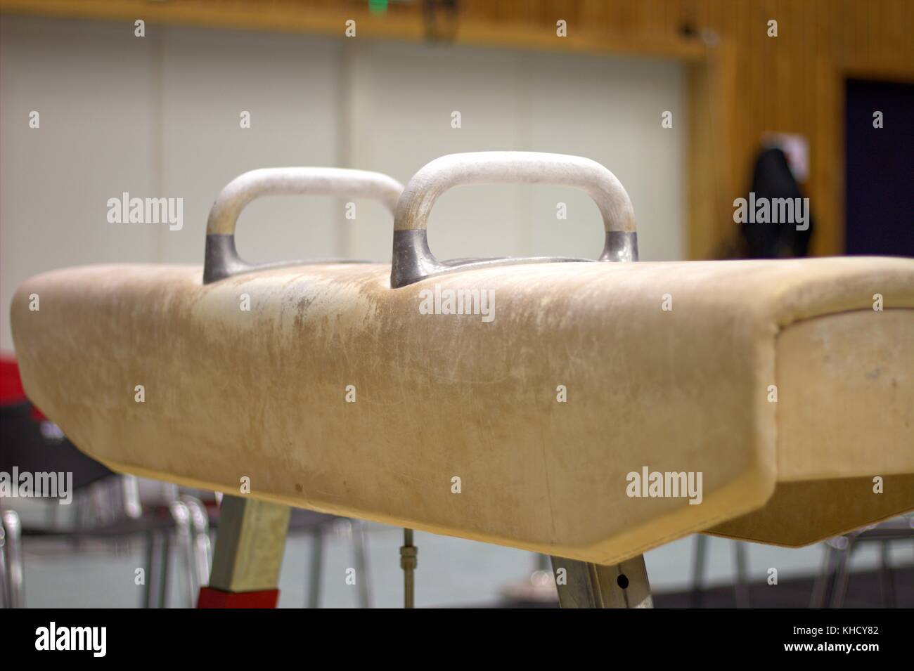 Gymnastic equipment at a gymnastic competition in the Faroe Islands ...